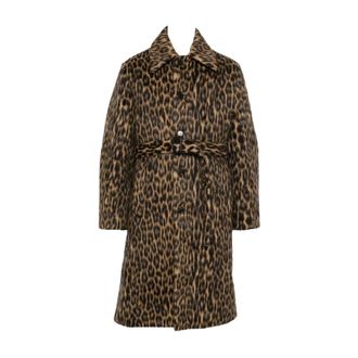 Lanvin Homme, Manteaux, Brun, Taille: S Manteau ceintur&eacute; &agrave; imprim&eacute; animal