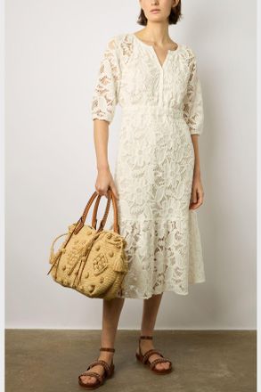 Gerard Darel Robe midi en broderies - ELEONIE - Blanc