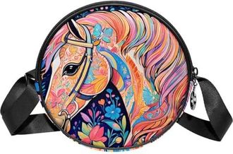 Generic Sac &agrave; bandouli&egrave;re rond pour femme, petit sac &agrave; bandouli&egrave;re avec fermeture &eacute;clair et bretelles r&eacute;glables style d&eacute;contract&eacute; pour femmes et filles