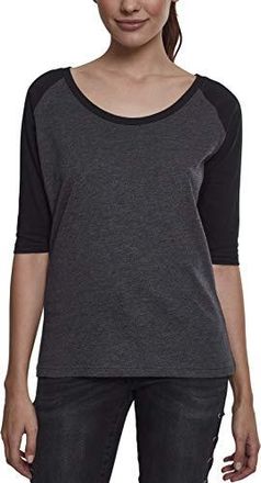 Urban Classics T-Shirt Manches 3/4 Raglan Femme Femme T-Shirt Manches Longues Anthracite/Noir 3XL