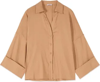 Oltre Femme, Blouses et Chemises, Beige, Taille: 44 FR Chemise boxy en m&eacute;lange de lin
