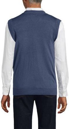 Lands End CashTouch Feinstrick-Pullunder, Herren, Größe:56-58 regular, Blau, Polyester, by Lands End