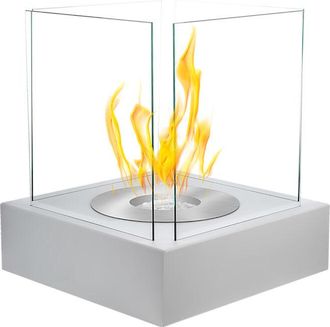 Selsey Selsey Tischkamin KASTRA - Bioethanol-Kamin quadratisch mit Sicherheitsglas, 40 x 52 x 40 cm (Wei&szlig; mit Struktur)