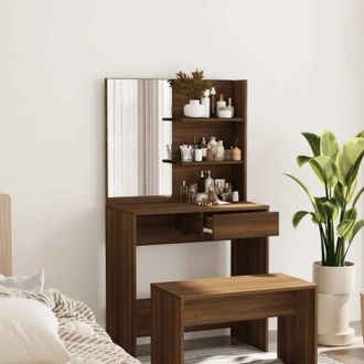 vidaXL Coiffeuse avec miroir Ch&ecirc;ne marron 74,5x40x141 cm Vidaxl