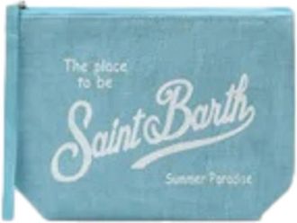 MC2 Saint Barth Femme, Sacs, Bleu, Taille: ONE Size Aline Linen Clutch Bag