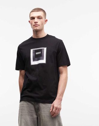 Barbour Captive - T-Shirt in Schwarz mit eckigem Grafik-Logo
