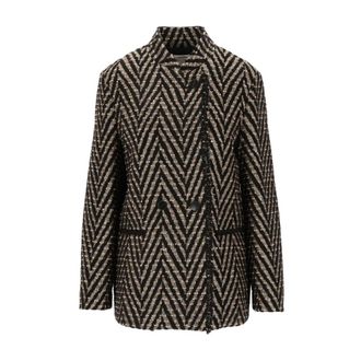 Forte_Forte Oversized Jacke im Chevron-Jacquard - - Jackets - Damen - Mehrfarbig - M