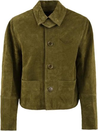 Zadig&Voltaire Femme, Vestes, Vert, Taille: 40 FR Veste Lessa Heavy Suede