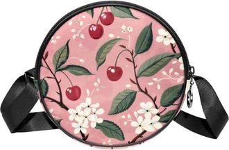 Generic Sac &agrave; bandouli&egrave;re Circle pour femme, petit sac &agrave; bandouli&egrave;re cerise avec fermeture &eacute;clair, bretelles r&eacute;glables, sac &agrave; main rond d&eacute;contract&eacute; pour femme