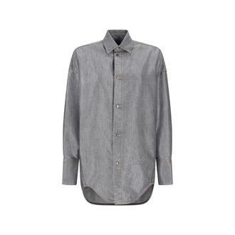 Darkpark Lurex Denim Oversize Hemd - - Blouses & Shirts - Damen - Grau - S