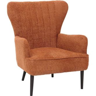 Hhg Lounge-Sessel 060, Cocktail-/Ohrensessel Polsterstuhl Retro Vintage Stoff Chenille (500g/m&sup2;) &Ouml;ko-Tex, orange
