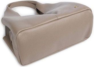 Coccinelle Womens Hobo Bag Warm Taupe Grained Leather - Handbags