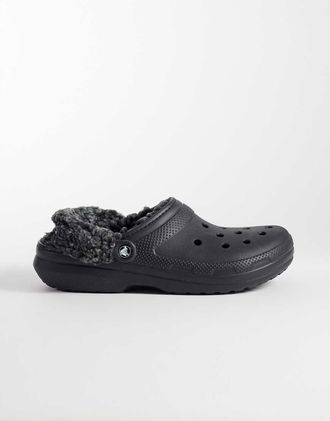 Crocs Classic gef&uuml;tterte Clogs in Schwarz