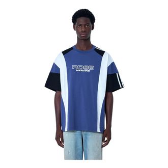 Martine Rose Homme, Tops, Bleu, Taille: XS Graphic Panel T-Shirt
