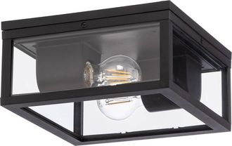 Lindby Deckenlampe Kremena (spritzwassergeschützt (Modern) in Schwarz aus Aluminium (2 flammig, E27) - Aufbau-Deckenleuchte Deckenleuchte Lampe