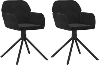 vidaXL Vidaxl - Chaises pivotantes à manger lot de 2 Noir Velours