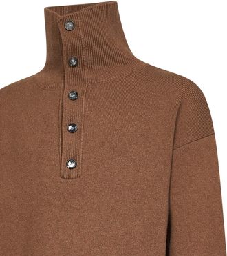 Ami Virgin Wool Button-Up Sweater - Brown