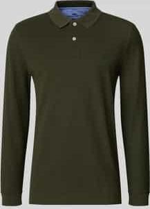 Fynch-Hatton Regular Fit Langarm-Poloshirt mit Label-Stitching