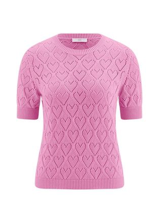 Riani Kurzarm-Feinstrickpullover mit Herz-Lochmuster
