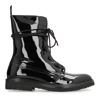 Rhude Leder Kampfstiefel- Schn&uuml;rung- Runde Zehenkappe - - Shoes - Herren - Schwarzk - 42 EU