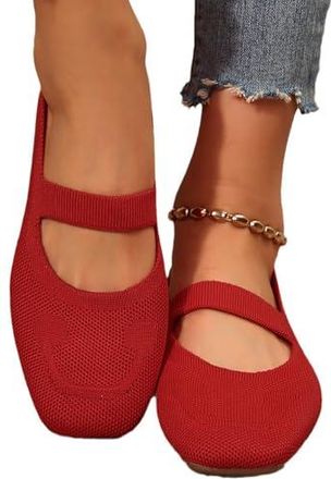 Generic Chaussures plates &agrave; enfiler en maille respirante de couleur unie l&eacute;g&egrave;res classiques &eacute;l&eacute;gantes confortables d&eacute;contract&eacute;es pour loisirs en plein air, Ro