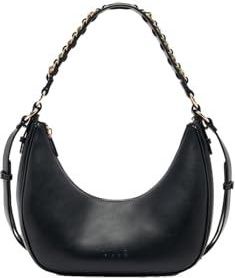 Liu Jo Sac Hobo en cuir noir avec chaîne dorée, poignée réglable, design élégant