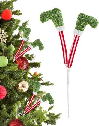 Generic Pl&uuml;schbein-Ornamente - 38 x 14 cm, festliche Stofftier-Beindekorationen, weihnachtliche Elfenbeine, geh&auml;keltes Stiefel-Pl&uuml;schtier | Weiche Weihnachtsd