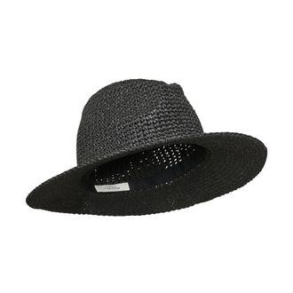 Part Two Chapeau de paille noir &agrave; large bord - Femme - Accessoires - Noir - Taille: S/M
