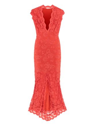 Balensi robe longue Mora en dentelle - Rouge