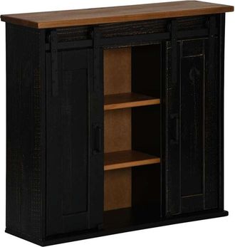 vidaXL Armoire suspendue halden 2 portes coulissantes noir pin Vidaxl