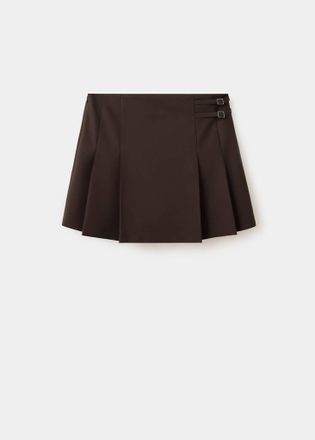 Mango Jupe pliss&eacute;e d&eacute;tail boucles marron - Femme - 34 - MANGO