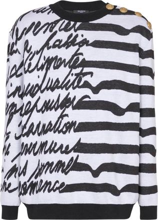 Balmain Love Letter Marini&egrave;re Streifen-Strickpullover - - Knitwear - Herren - Wei&szlig; - M