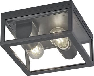 Trio Leuchten Plafonnier dext&Eacute;rieur garonne double lampe fonte daluminium anthracite et verre transparent ip44 24x24cm 601860242