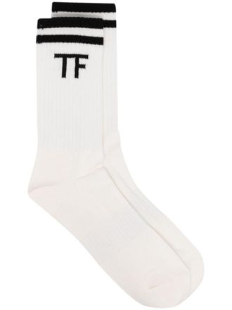 Tom Ford chaussettes à motif monogrammé en jacquard - Blanc