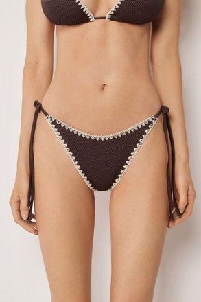 Calzedonia Brazilian-bikinihose Mit Schmalen B&auml;ndchen Bicolor Embroidery Braun