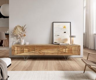 DELIFE Designer-Lowboard Wyatt 175 cm Sheesham Natur 2 T&uuml;ren 1 Klappe, Lowboards