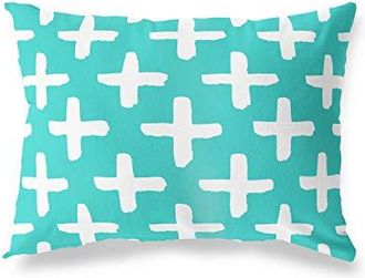 Bonamaison Le Jardin du Lin Kissen Zierkissenbezug Türkisweiß Kissenbezug, Weich Bequem, Für Zuhause Autos Büro Sofa Wohnzimmer Couch Schlafzimmer Dekor, 45x60 C