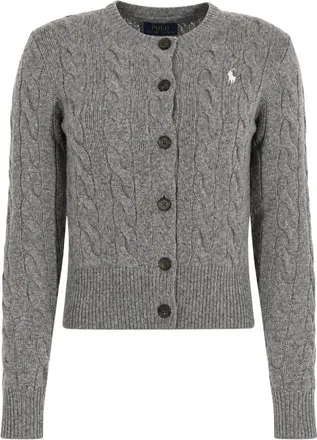 Polo Ralph Lauren Cardigan en maille torsad&eacute;e - Femme - Pulls - Gris - Taille: 44 FR