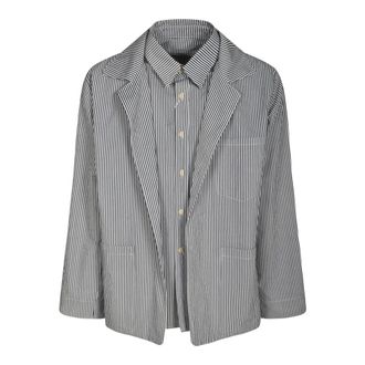 Maison Margiela Gestreifte Layered Jacken - - Jackets - Herren - Grau - M