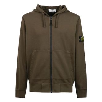 Stone Island Homme, Sweatshirts et sweats &agrave; capuche, Vert, Taille: M Sweat &agrave; capuche zipp&eacute; avec logo