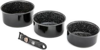 Laguiole Laguiole - Set mit 3 abnehmbaren T&ouml;pfen, Aluminium, Schwarz, 16/18/20 cm, Greblon C2, Induktion