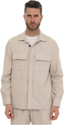 Hindustrie Homme, Vestes, Beige, Taille: 2XL Attanasio Overshirt