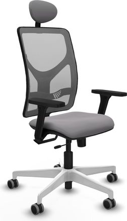 Piqueras y Crespo Kabinenstuhl mit 3D-Armlehnen, h&ouml;henverstellbarer Lendenwirbelst&uuml;tze und festem Kopfteil, ausgestattet mit Syncro/Traslack und Schneideschaum, Grau/Gr