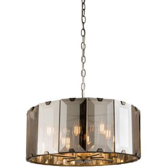 Endon Lighting Luminaire suspendu &agrave; 8 ampoules au fini gris ardoise, verre fum&eacute;, E14