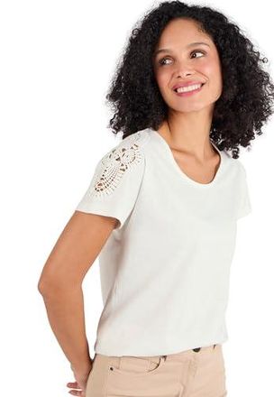 Damart T-Shirt Guipure Femme Blanc Taille 38/40