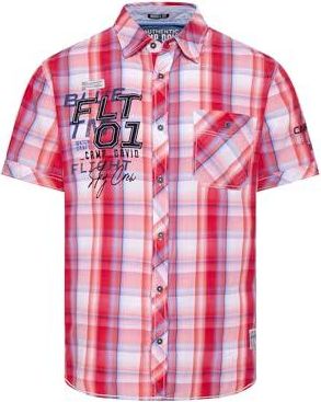 Camp David Chemise &agrave; carreaux &agrave; manches courtes pour homme avec &eacute;tiquette, Rouge nautique, XL