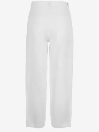 Pinko Womens Trousers Egg Cotton Blend White Lyocell