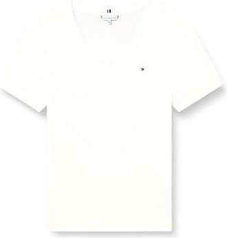 Tommy Hilfiger T-Shirt Manches Courtes Femme New Slim Cody Col en V, Blanc (Nos Ecru), XXL