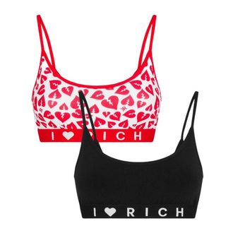 John Richmond Bipack BHs mit zwei B&auml;ndern und Kontrastlogo - - Underwear - Damen - Mehrfarbig - M