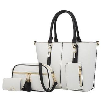 Generic Mode Lady Cuir Quatre Sac &agrave; Bandouli&egrave;re Portefeuille Sac &agrave; bandouli&egrave;re Portable Sac &agrave; bandouli&egrave;re Femme Sacs &agrave; main et sacs &agrave; main, blanc, Taille uniq